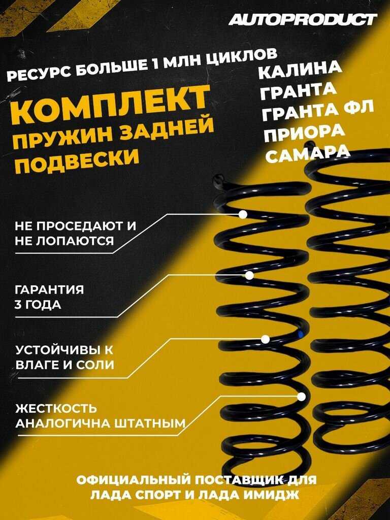 Комплект задних пружин 845002910 для Лада Калина, Гранта, Datsun, Приора, Самара (Автопродукт)