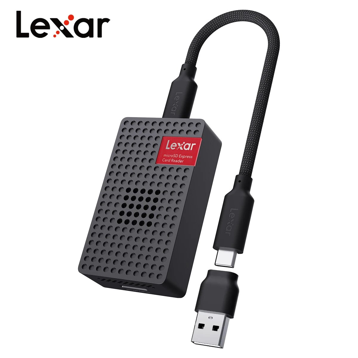 Устройство считывания карт Lexar microSD Express RW540 USB 3.2 Gen 2 Скорость чтения 900 МБ/с Кабель типа C Адаптер типа A Поддержка Windows и iOS