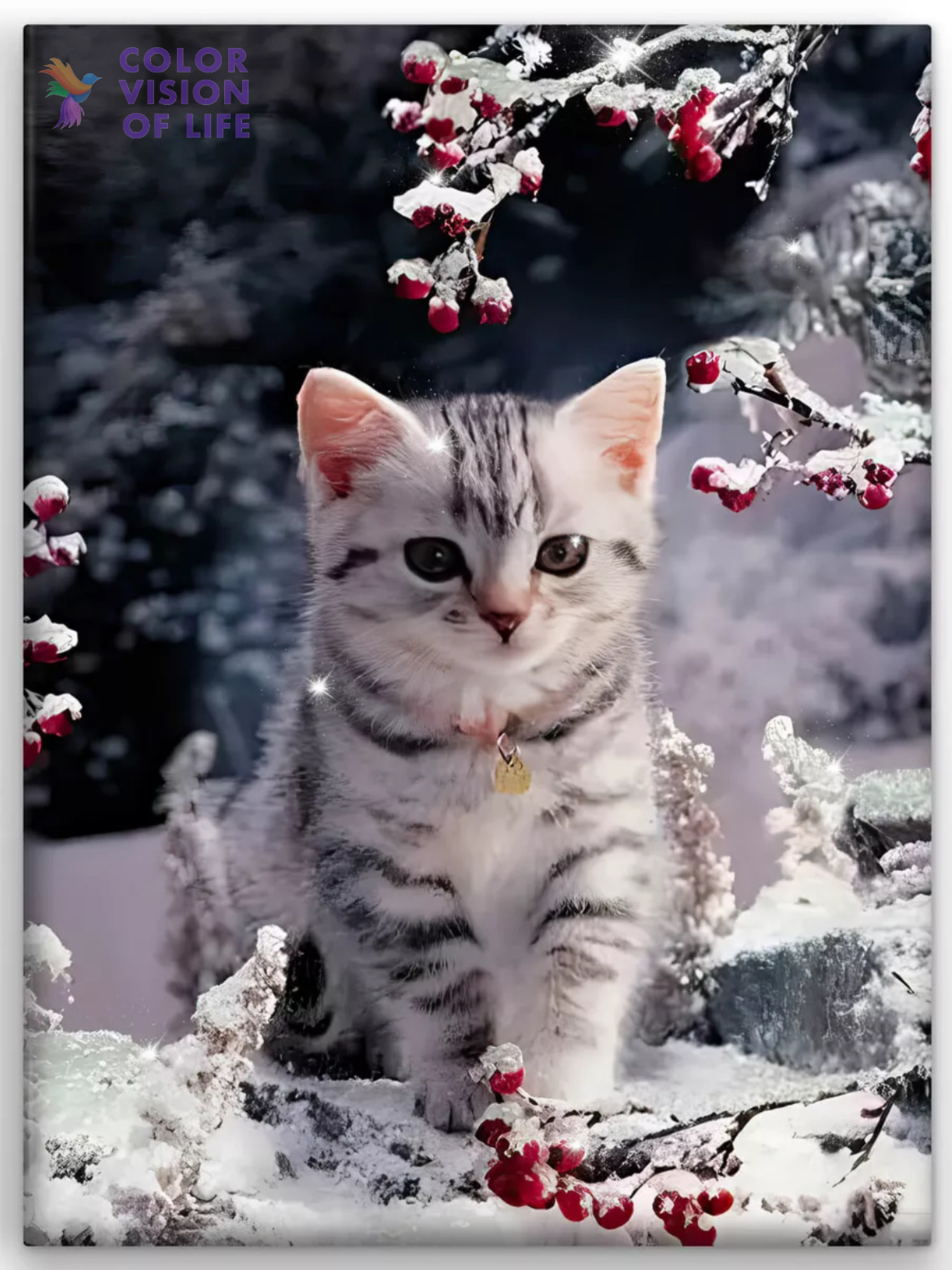 Алмазная мозаика на подрамнике «Серый котик»