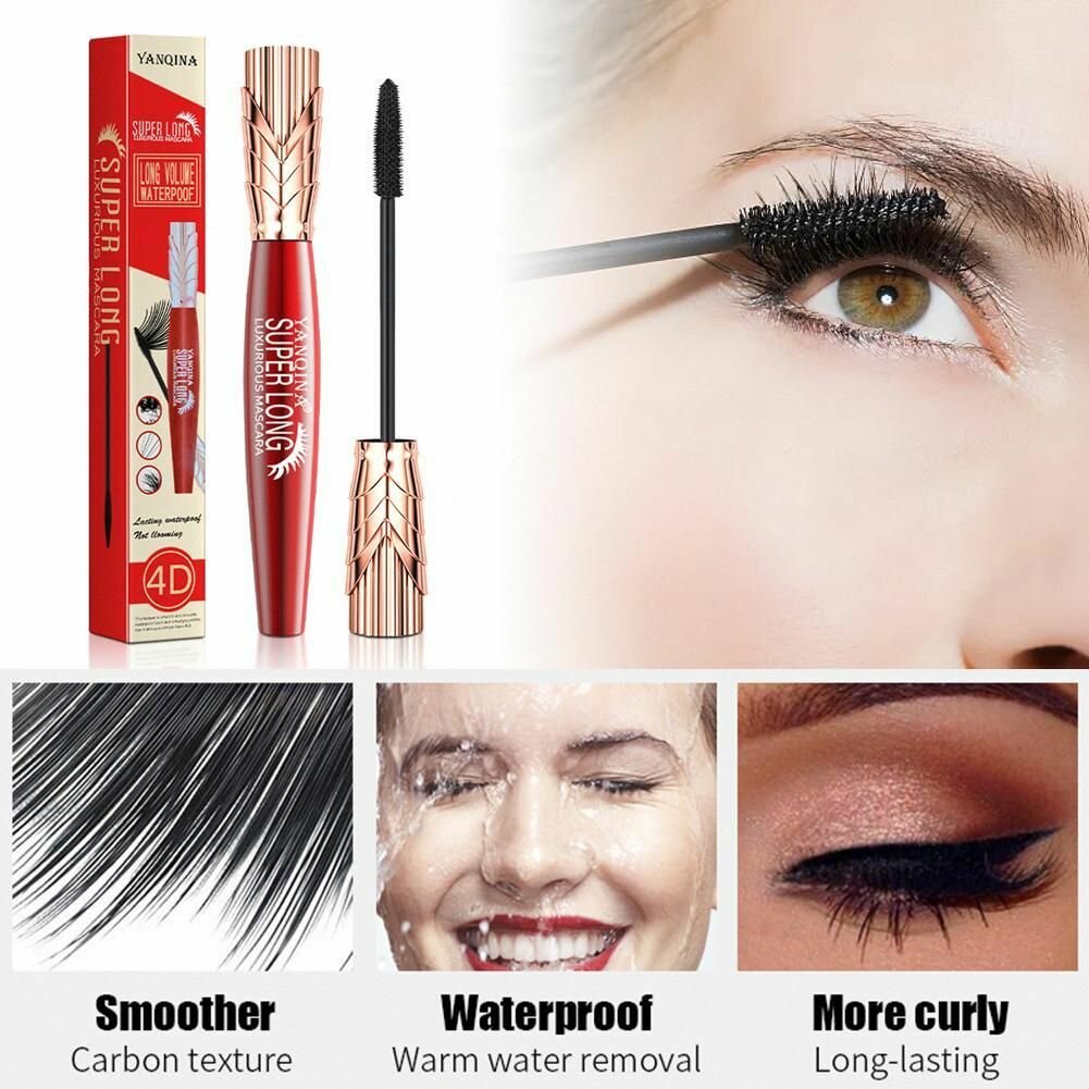 4D Crown Black Mascara Густая подкручивающаяся водостойкая тушь для ресниц c1q4