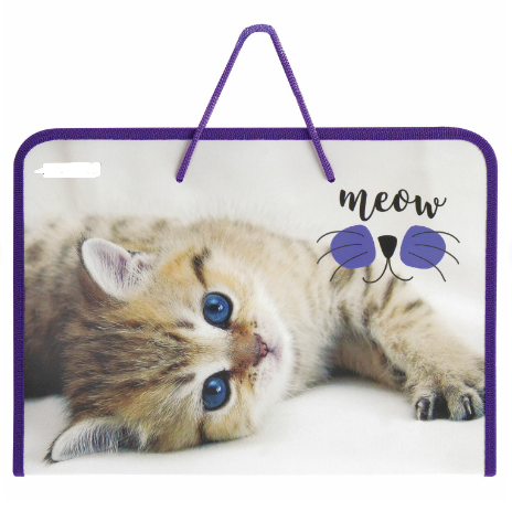 Папка для труда А4 Kitten, молния, с ручками