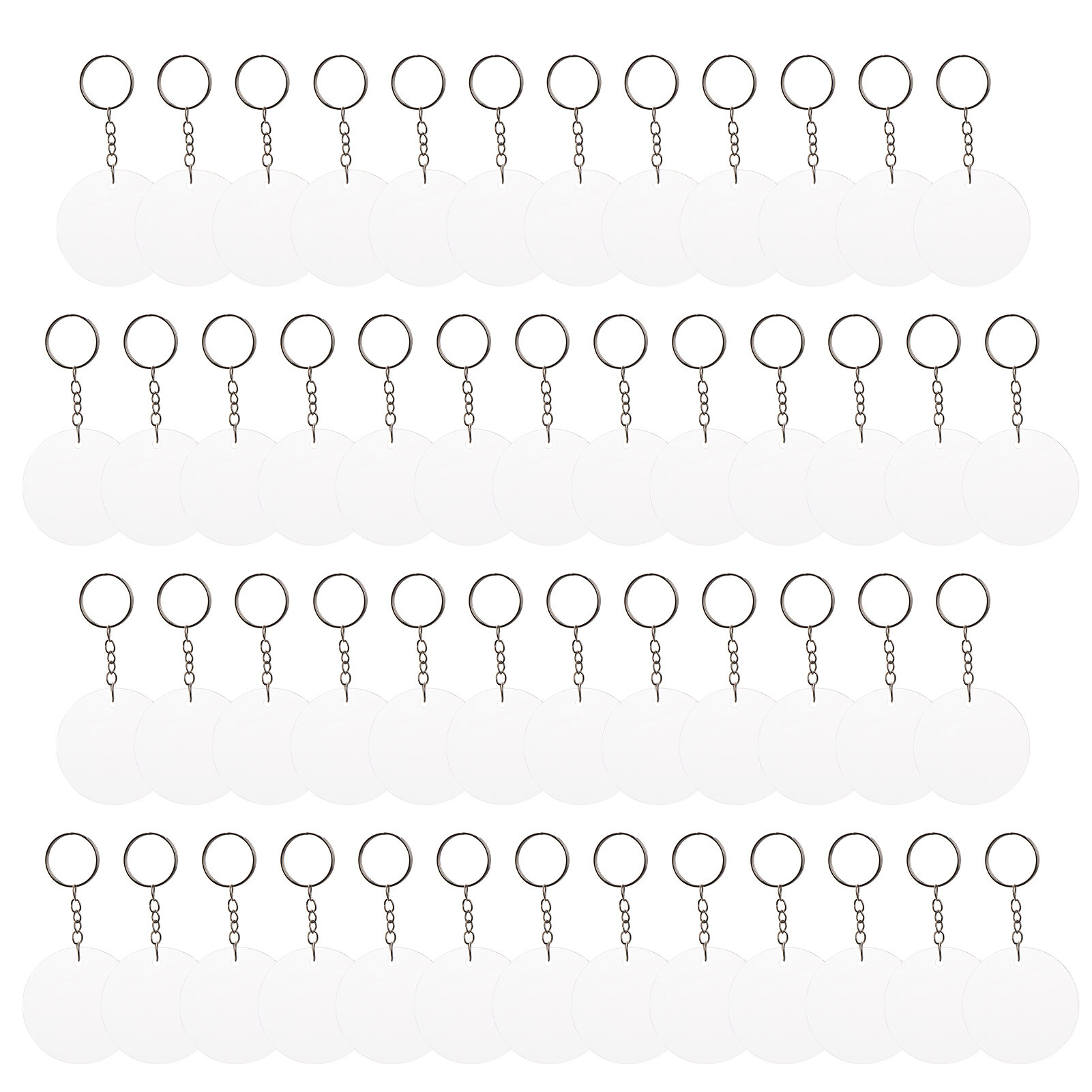 50 ПКС Прозрачных Круглых Дисков из Акрила для Ключевых Цепочек, Бланки Орнаментов, Размер 5см, Материал Акрил, Пакет 24x20x1см, Вес 430г, Снаборы для DIY Проектов, Краски, Гравировки, Декорации, Ключевые Цепочки, Кольца для Ключевых Цепочек, Прыгающие