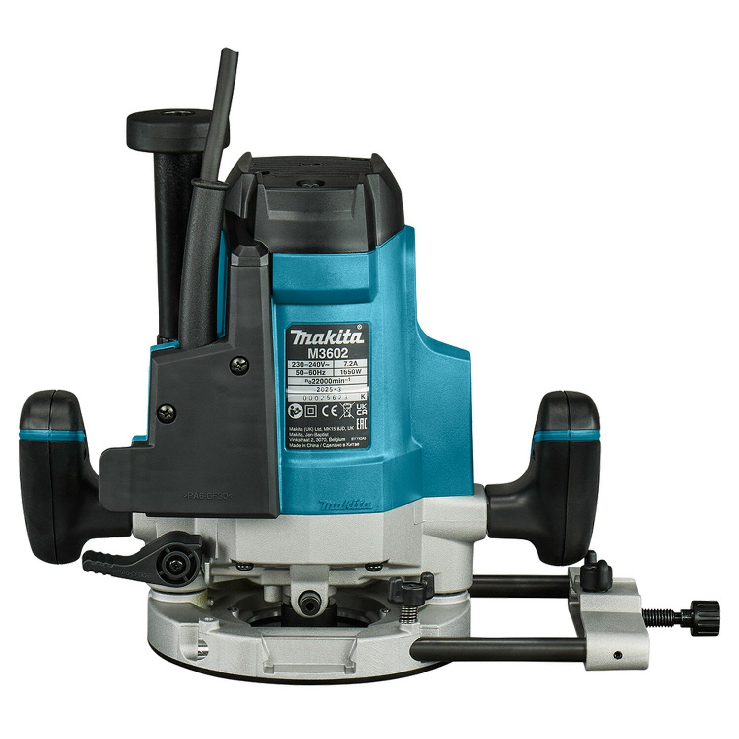 Сетевой фрезер Makita M3602B 1650Вт, 0-60мм, бирюзовый, оригинал