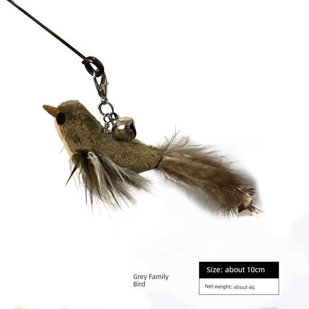 2-й номер Серая птица домашняя для игрушки-птицы, реалистичные перья и колокольчик, 1 шт для котят
