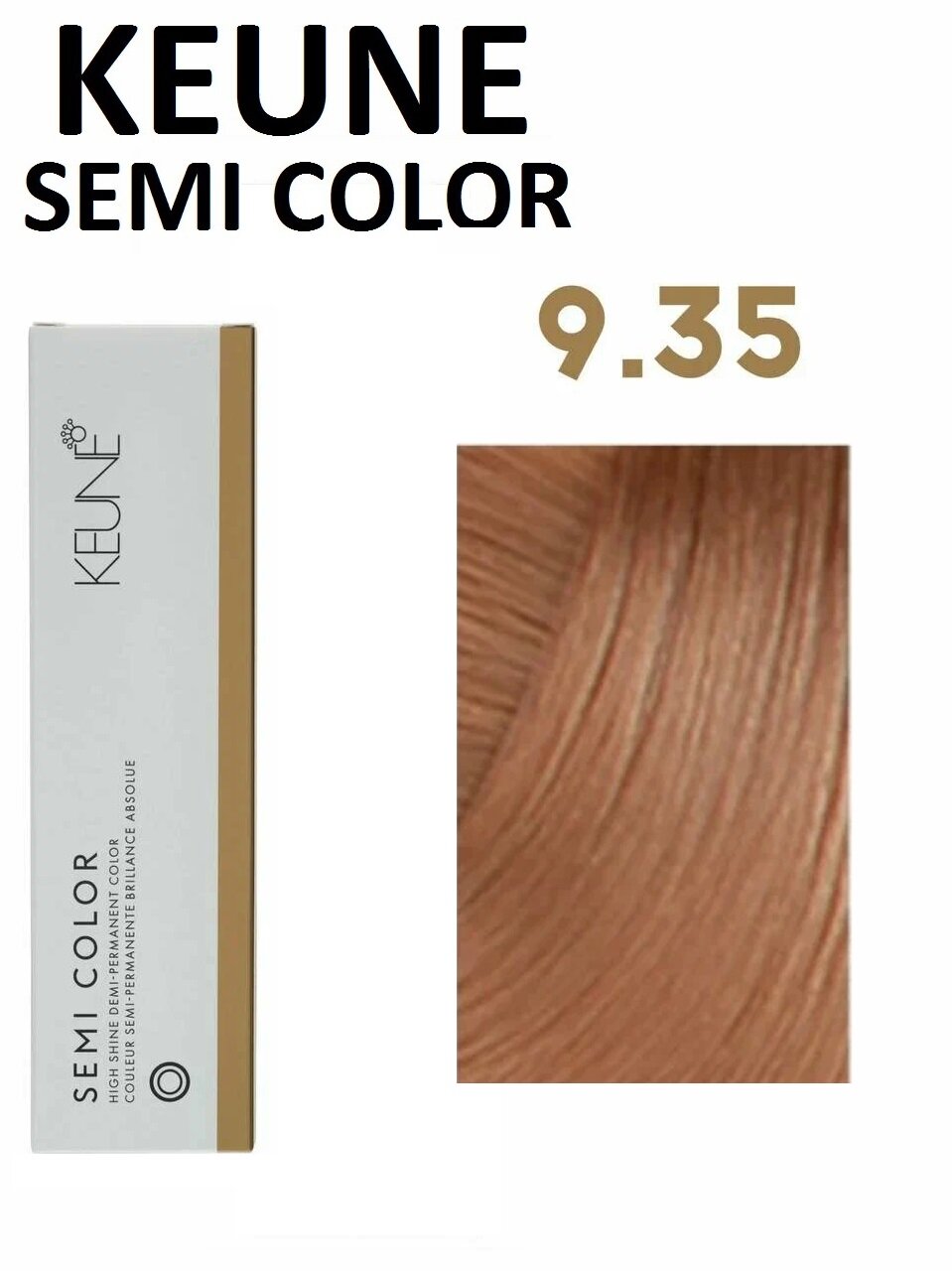 KEUNE SEMI COLOR 9.35 Светлый блондин розовое золото Крем-краска для волос без аммиака