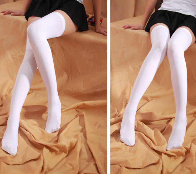 Сексуальные белые чулки до колен для школьниц, летний стиль, преппи-стиль, стиль JK, высокие чулки в три полоски. Все белого цвета.