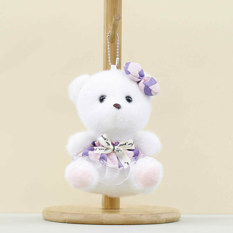 Soft plush teddy bear keychain with tulle skirt stuffed toy gift for girls kids