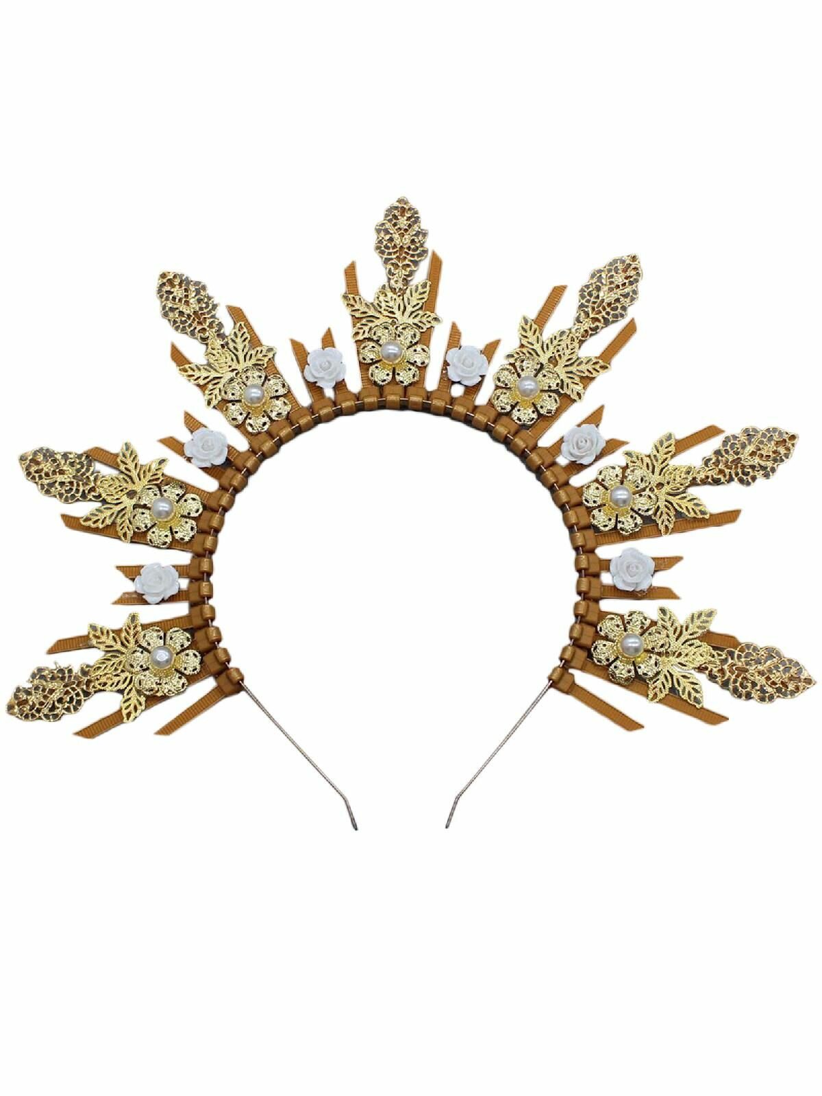 DIY Корона-нимб с жемчугом, винтажные аксессуары для волос, свадебный ободок, - TS 37A1 законченный гол