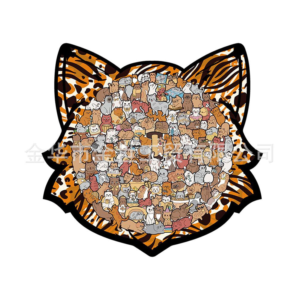 135-частный деревянный пазл в форме кошки в цветах Моранди