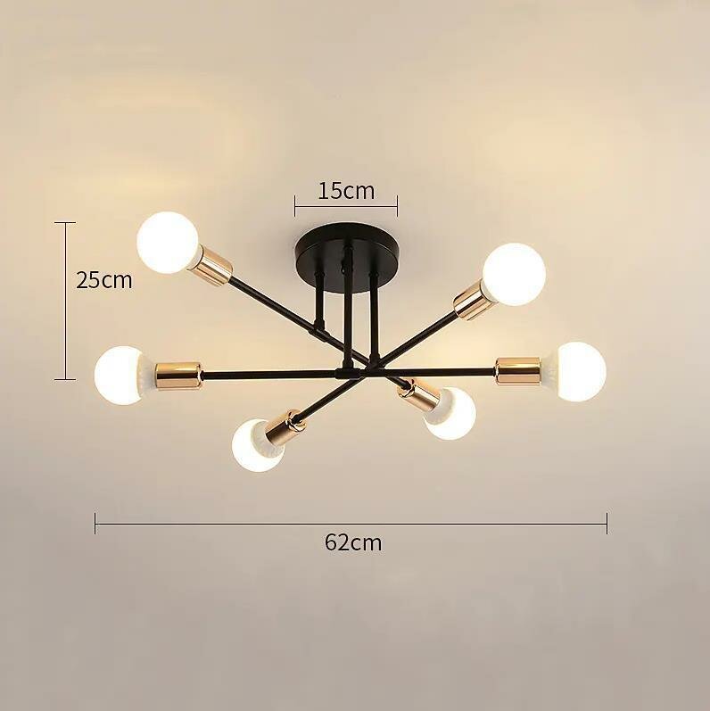 Кросс-бордерный люстра для дома в стиле Скандинавия, творческий дизайн, металлоизделие, маленькая люстра для гостиной, люстра для ресторана и кабинета, простая люстра для спальни, белый свет, 6 штук, черный + золотой цвет