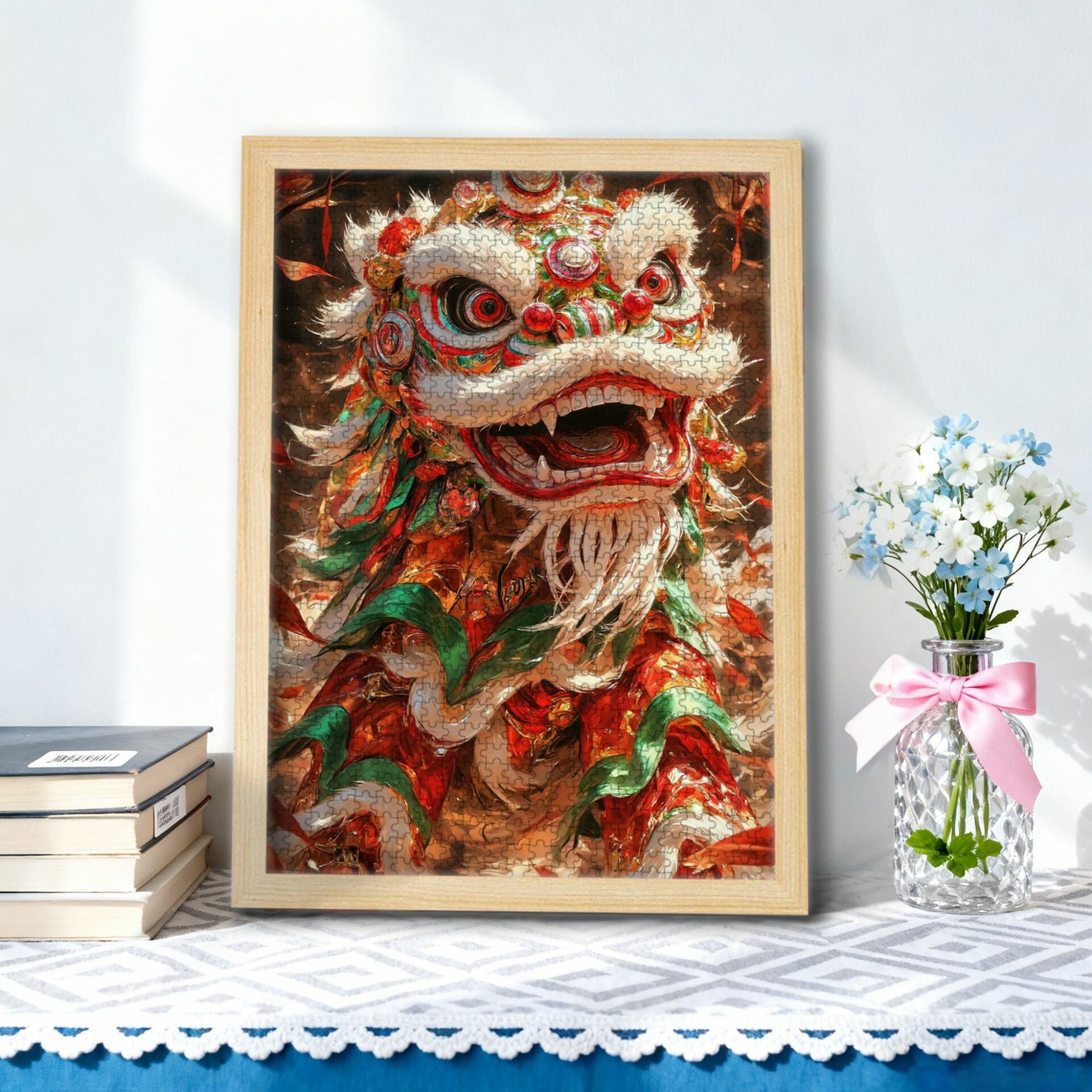 Национальный тренд деревянный пазл 1000 деталей танец льва для взрослых высокая сложность сборки снятие стресса образовательный подарок тысяча деталей модная игрушка