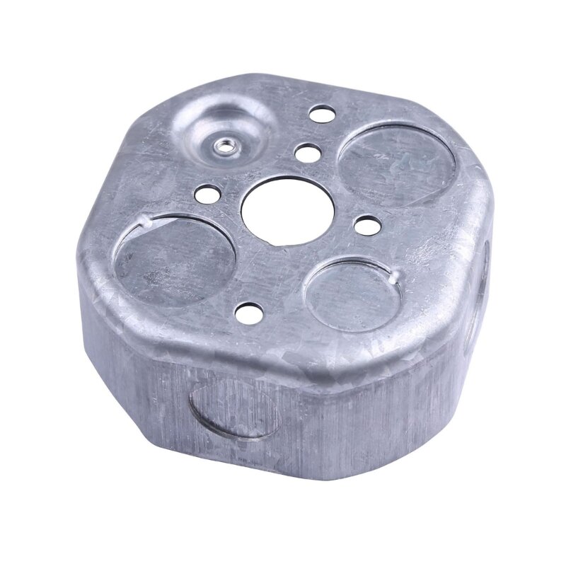 Восьмиугольная электрическая коробка размером 4x4 дюйма Глубиной 1 1/2 дюйма и объемом 15,5 кубических дюйма с выемкой для трубопроводов диаметром 1/2 и 3/4 дюйма