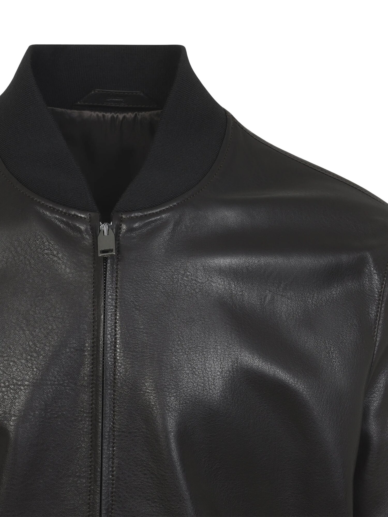 Куртка Brioni Zip leather jacket, размер 52, brown — фото 1