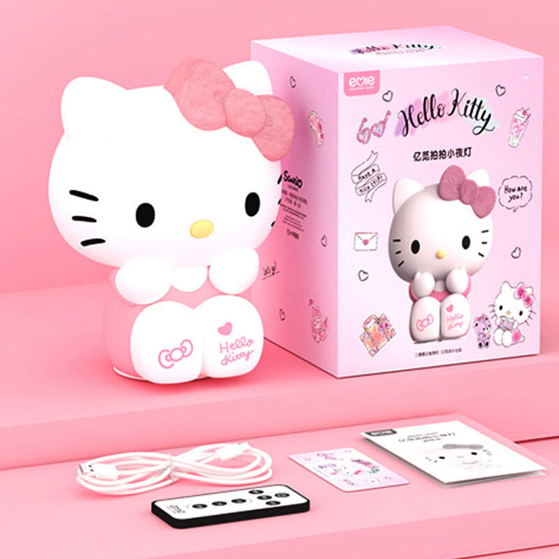 Hello Kitty Силиконовый Ночник с Пультом Дистанционного Управления и Сенсорным Включением для Девочек, Подарок на День