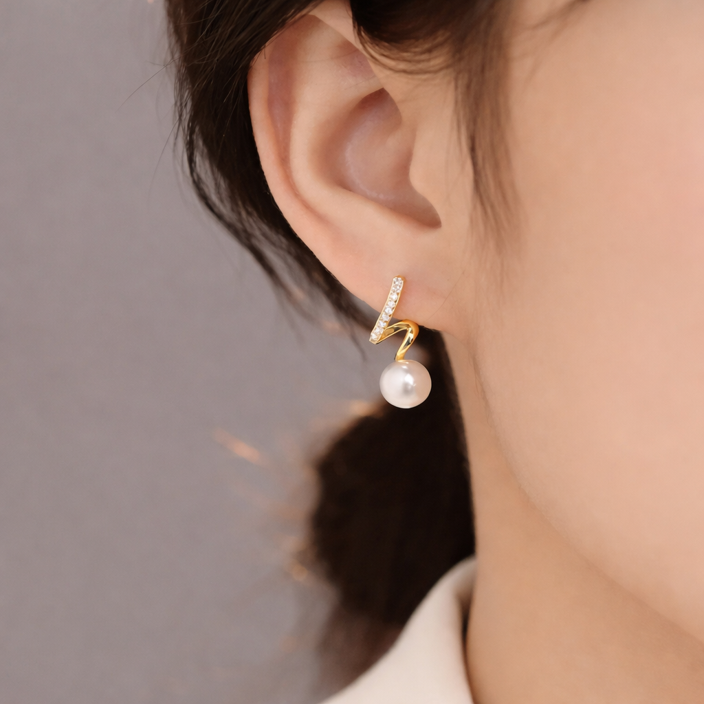 Серьги с подвесками, пусеты, жемчуг имитация