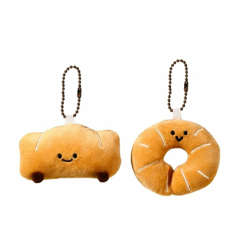Набор из 2 предметов, плюшевая комбинированная сумка для кукол-хлебцев, маленькая подвеска-тост-пончик