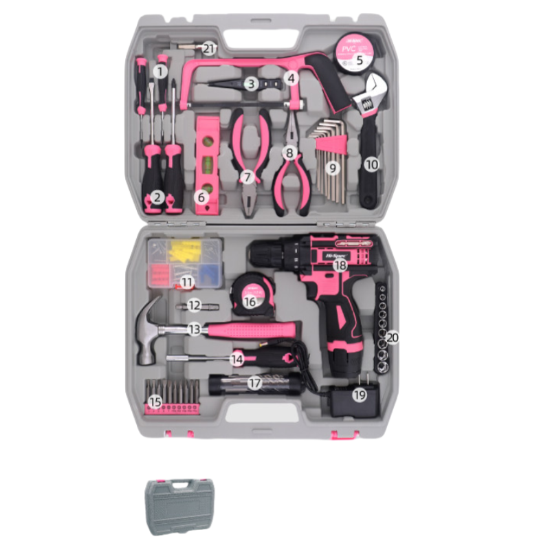 Набор инструментов, 121 предметов, розовый