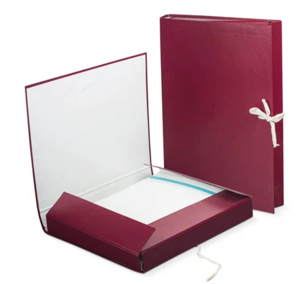 Папка архивная OfficeSpace, А4, картон, бумвинил, застежка на завязках, бордовая