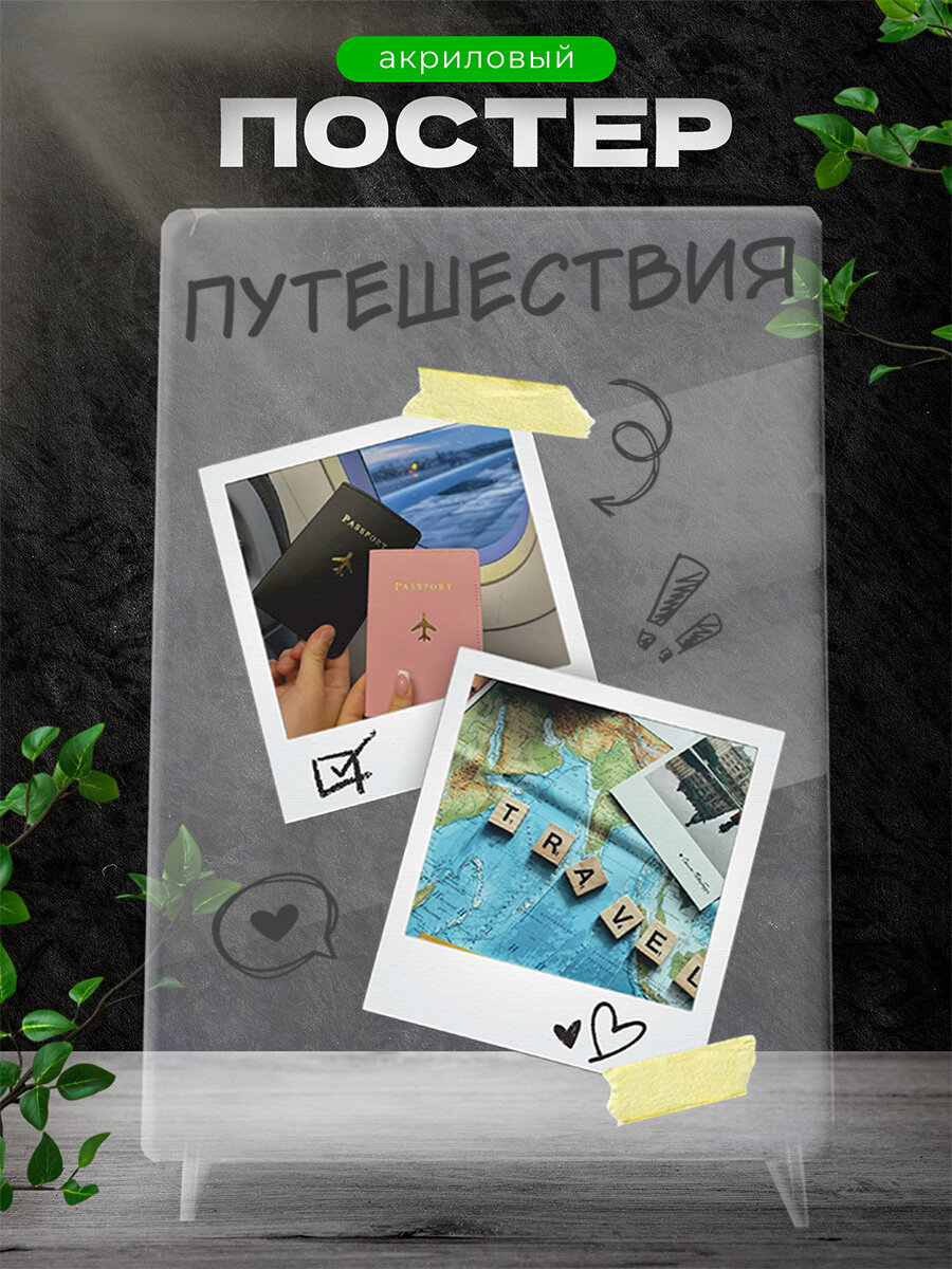Акриловый постер, открытка на подставке с цветным принтом желаний Путешествия