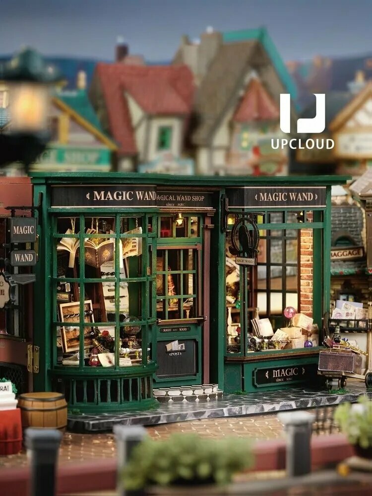 Деревянные строительные блоки, европейский ретро-стиль, темно-зеленый, UPCLOUD-волшебный аншлаг