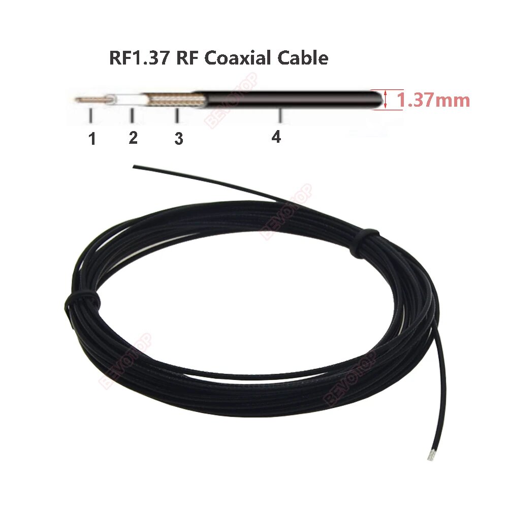 BEVOTOP Micro RF Coaxial Cable 1.13 мм 2 метра 50M, RF1.37 Cable