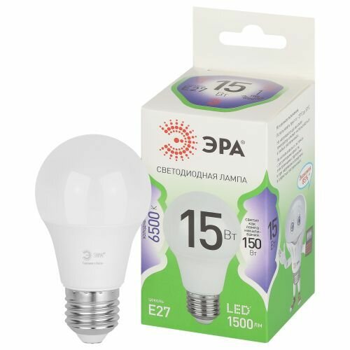 Лампа светодиодная GREEN LINE A60-15W-865-E27 GL 15Вт груша 6500К свет холод. E27 Эра Б0067098