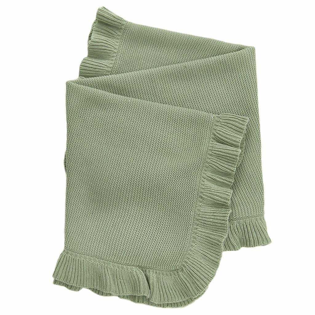 Детское одеяло с рюшами, хлопок, Зеленый