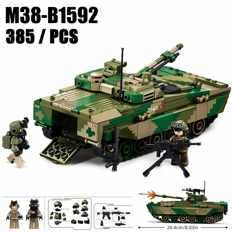 Конструктор Sluban M38-B1592, 385 деталей, военный танк