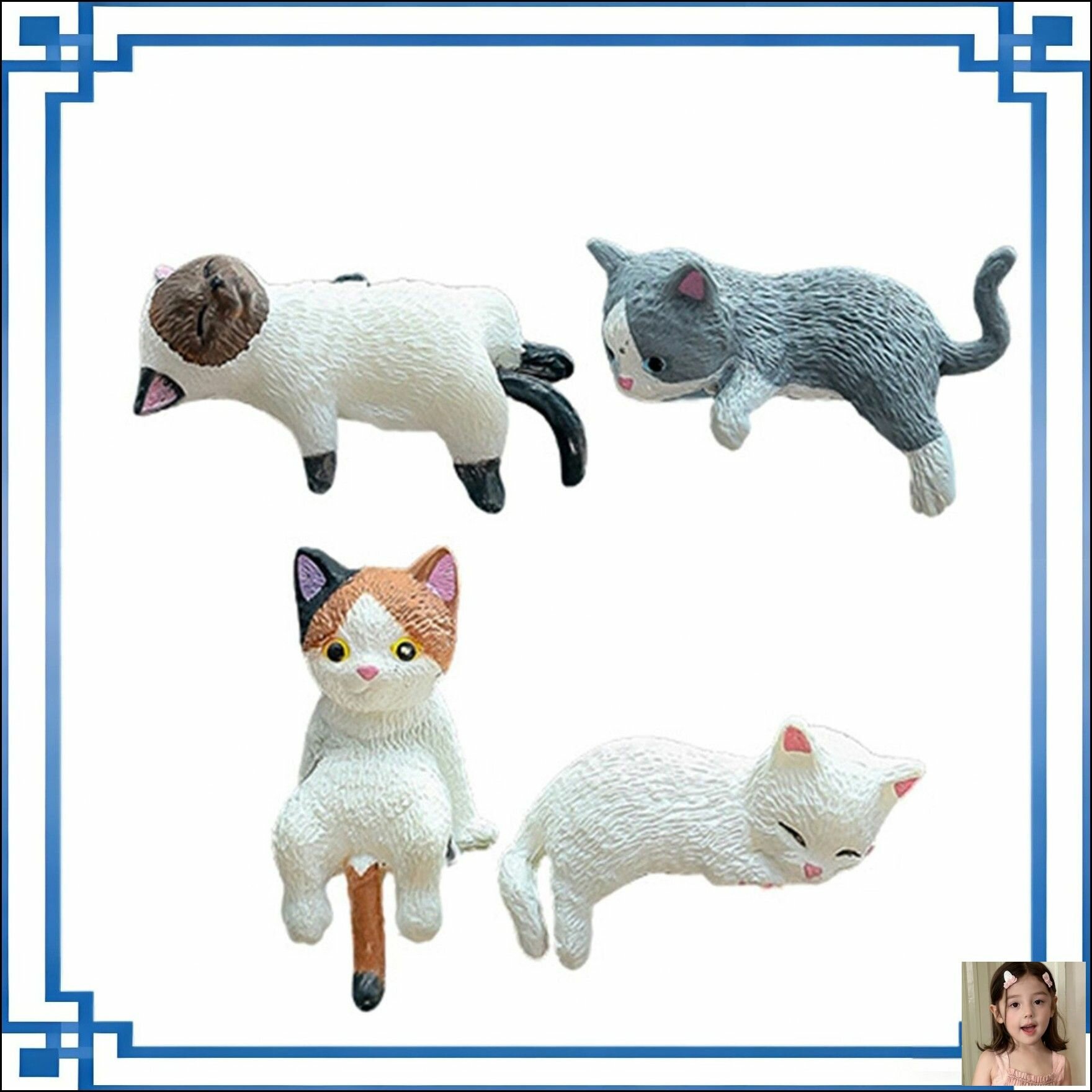 Набор для украшения рабочего стола из 4 статуэток кошек из смолы