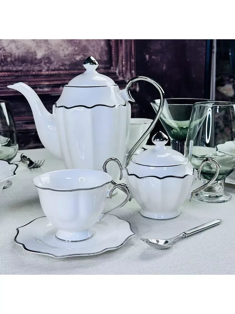 Чайный сервиз 6 персон Lenardi Magnolia, фарфор, 12 пр