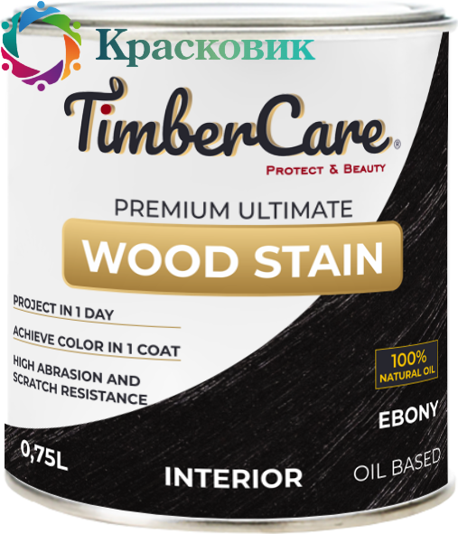 Масло 2 в 1 TimberCare Wood Stain тонирующее, высокой прочности 350036 Эбеновое дерево 0,75л
