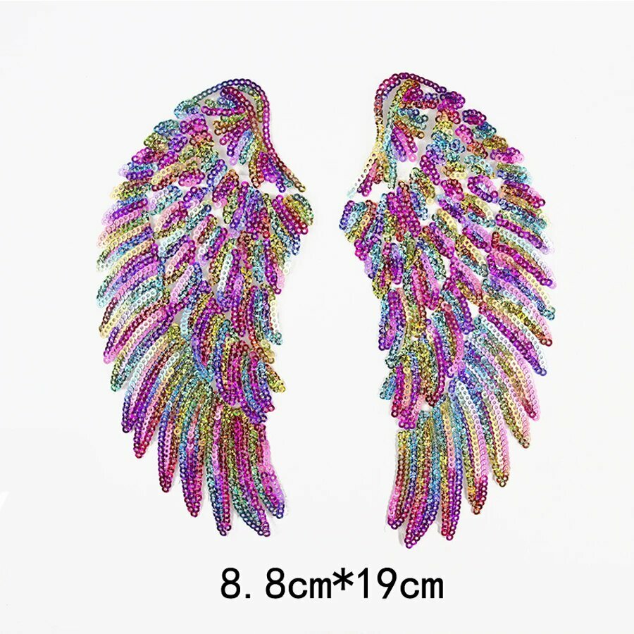 Термоклейкие нашивки крылья ангела с блестками Фиолетовый, BU196-35 Small