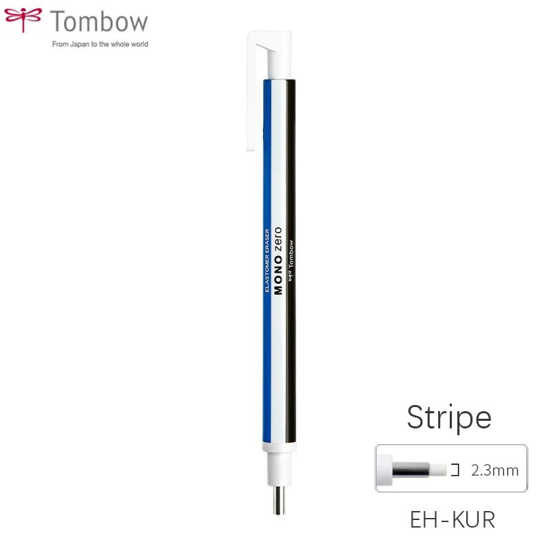 Tombow MONO Zero Eraser Плоский ластик Синий, Round head Stripe
