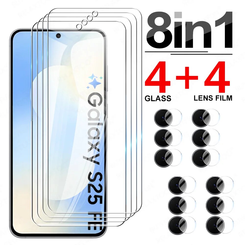 8в1 для Samsung Galaxy S25 FE 5G 2025 пленки для объектива и переднее стекло Sumsung S25FE S 25 25FE SamsungS25fe Защитная пленка для экрана с полным клеем