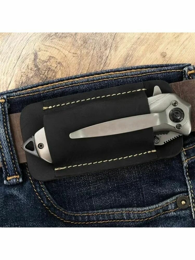 Кожаный чехол для складного ножа 11.8 5.7 см, поясной чехол для охоты и туризма