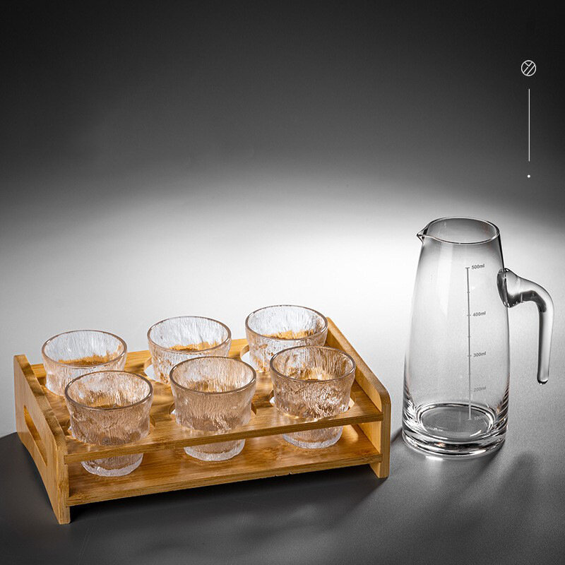 Стеклянная чашка для напитков с узором «Ледник», домашняя чашка для напитков, диспенсер для напитков, утолщенная чашка для напитков, небольшой набор посуды для напитков.