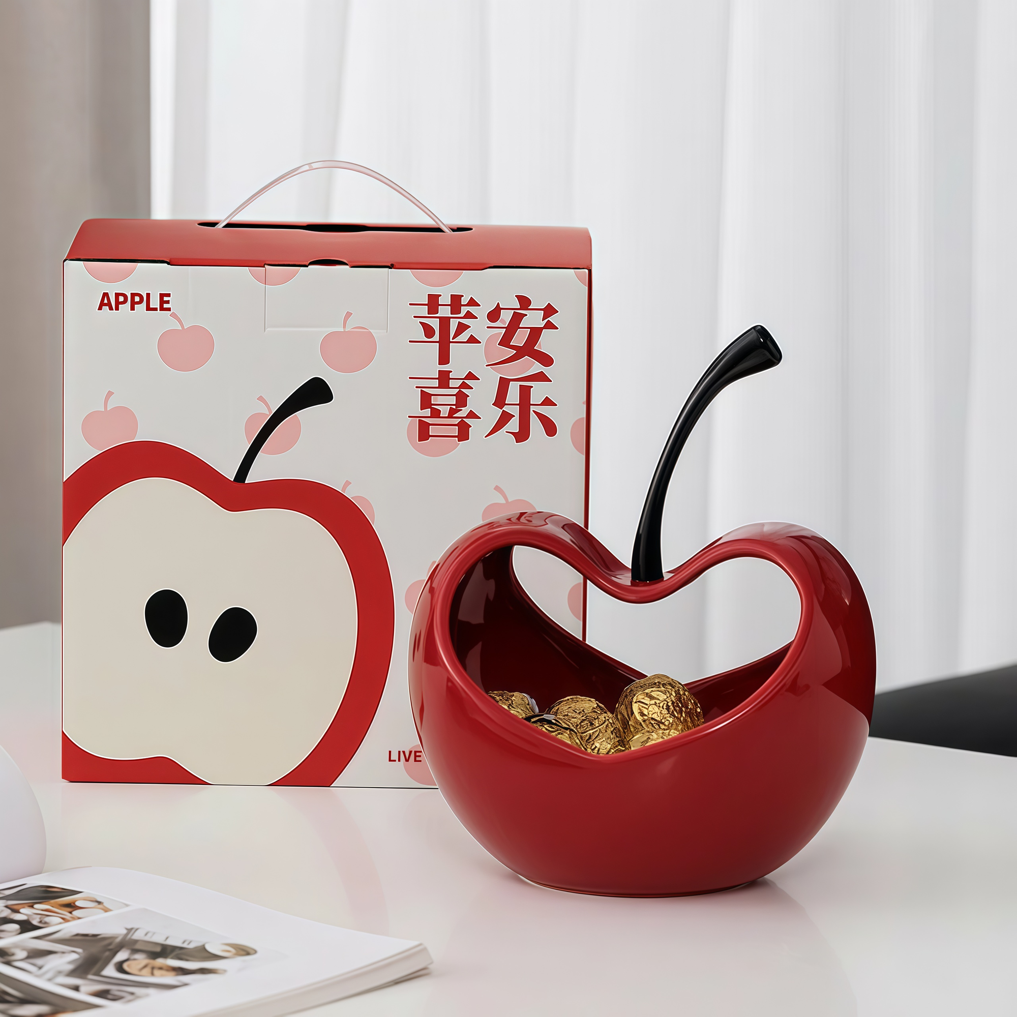 Тарелка L.O.L! Love apple, красная, фаянсовая, 17,5 см, для закусок