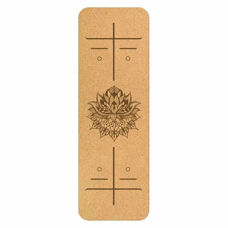 Пробковый коврик для йоги и фитнеса 183x66x0,4 см. Натуральная пробка и резина. Толщина 4 мм. Узор 9