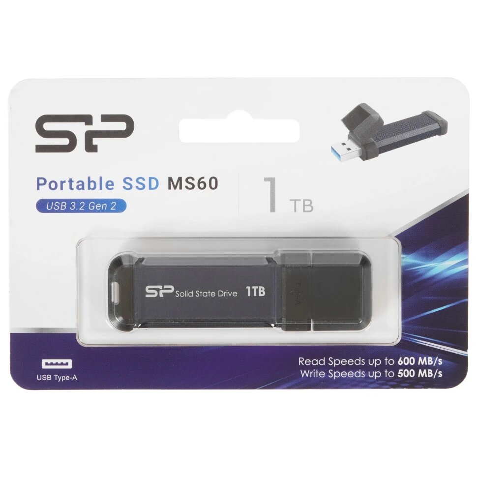 1000 ГБ Внешний SSD Silicon Power MS60 [SP001TBUF3S60V1B], USB 3.2 Gen 2 Type-A
