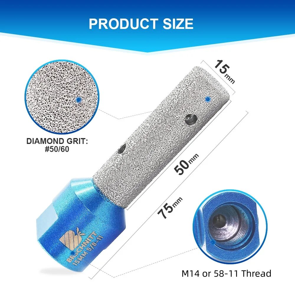 Фрезы BRSCHNITT для плитки 20/25/35/50 мм M14 Thread, Dia 15mm