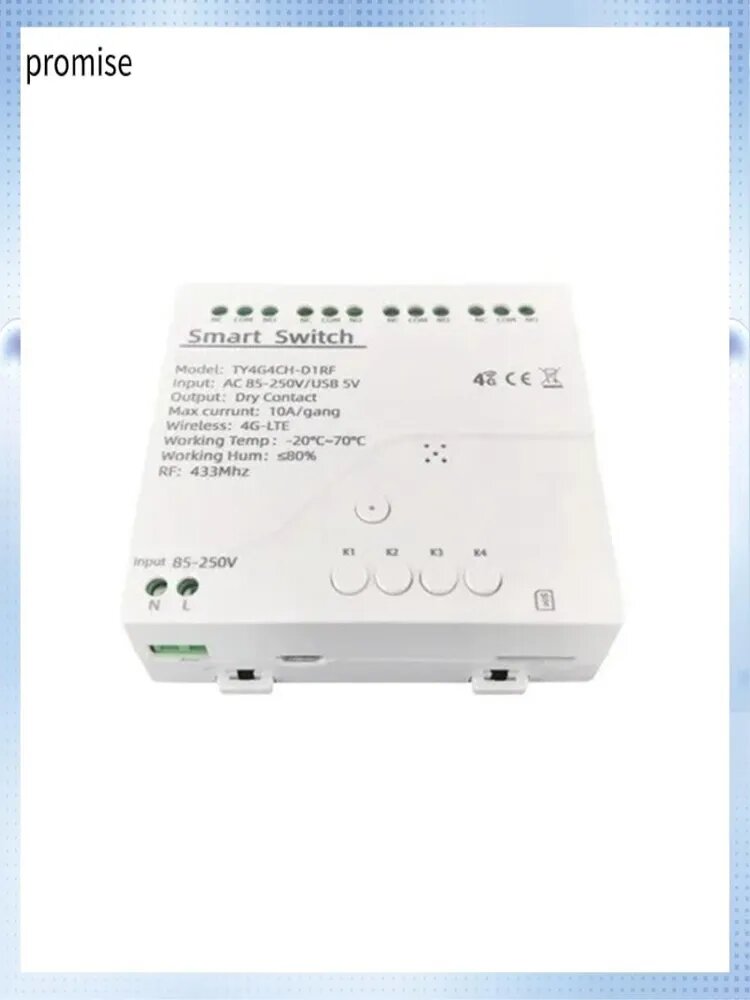 W4Tuya Smart Switch GSM Переключатель 4G 4CH Удаленный Контроллер AC 85-250V