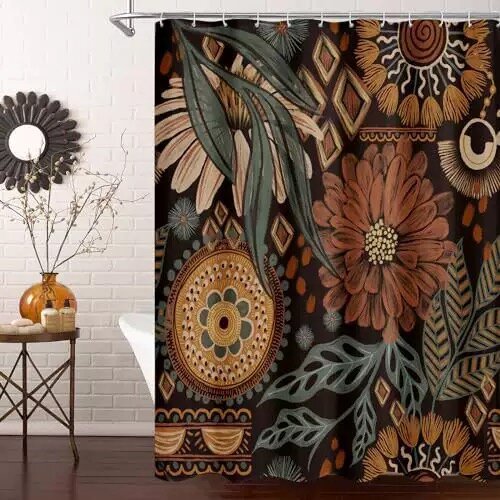 Винтажная бохо-полотенцевая занавеска для душа из полиэстера, 180x180 см .