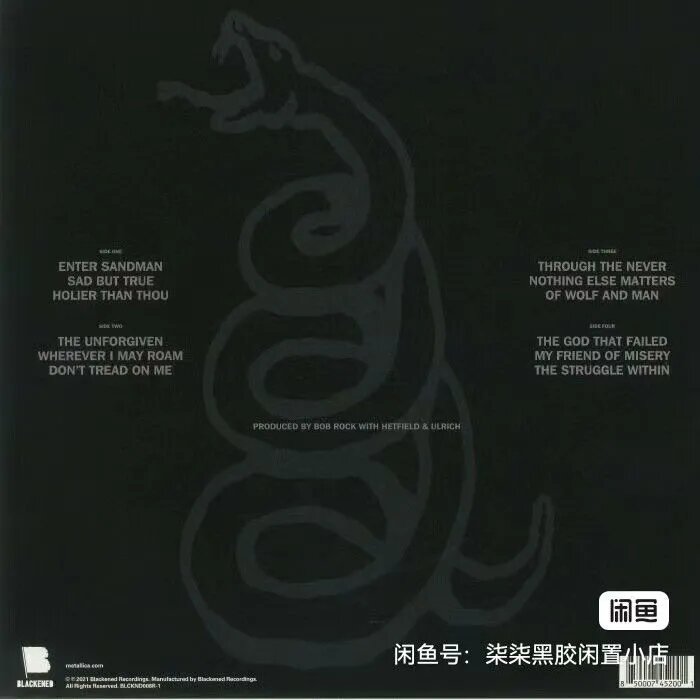 Metallica Metallica (Black Album) Виниловая пластинка LP 2021 Blackened Recordings США