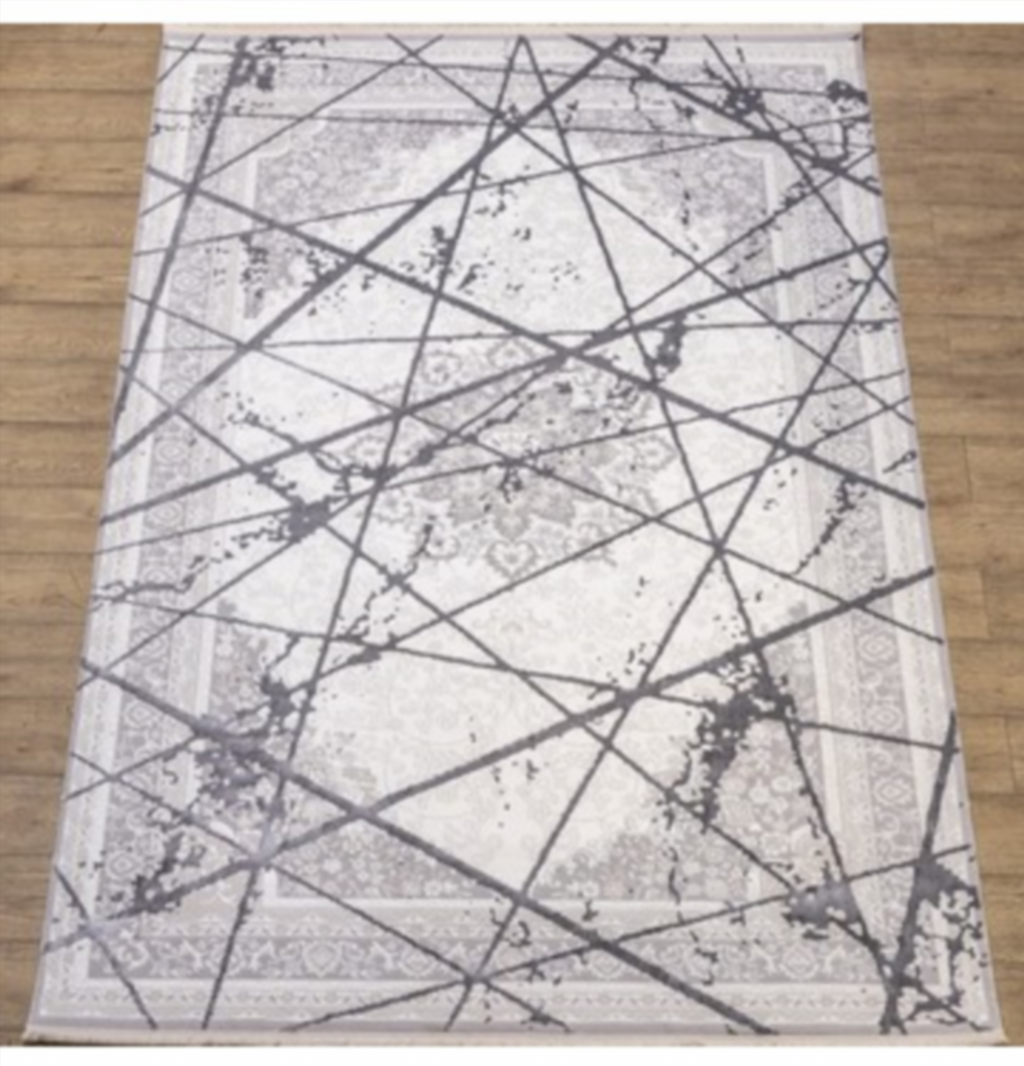 Ковер Турецкий Prado дизайн KB03A цвет WHITE / GRAY2 0.8x1.5м