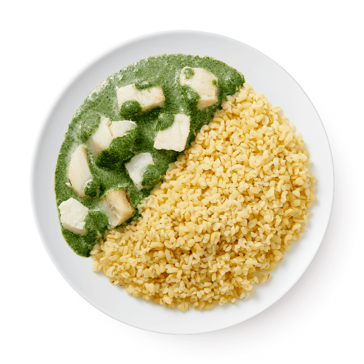 Треска "Из Лавки" с припущенным шпинатом и булгуром, пластиковый контейнер, 240 г