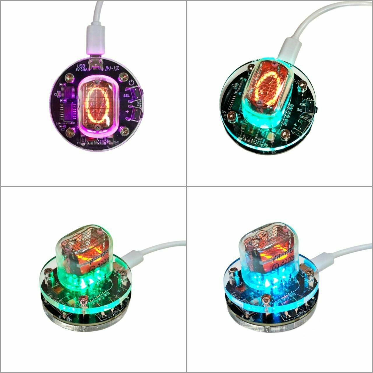 Часы на одном индикаторе ИН-12Б, RGB подсветка