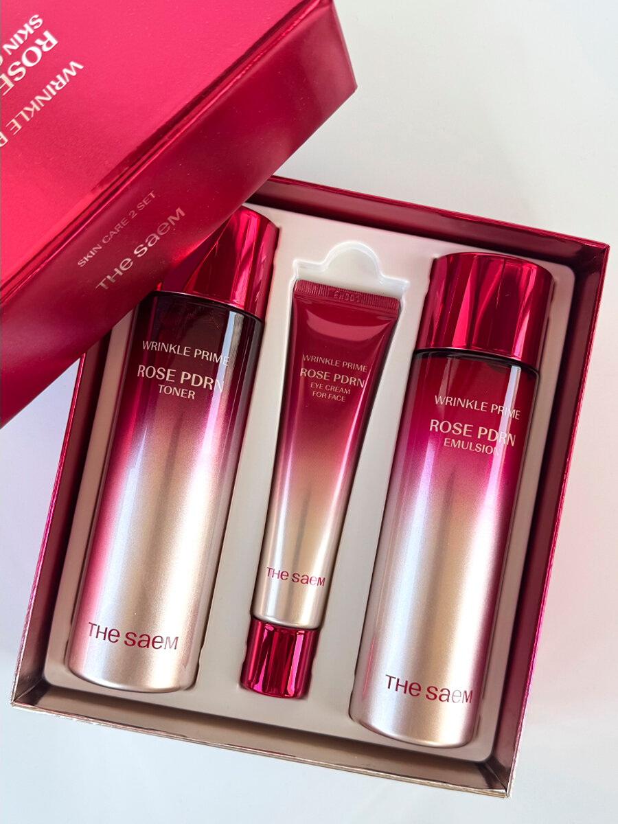 THE SAEM Набор уходовый для лица с PDRN розы Wrinkle Prime Rose PDRN Skin Care 2 Set
