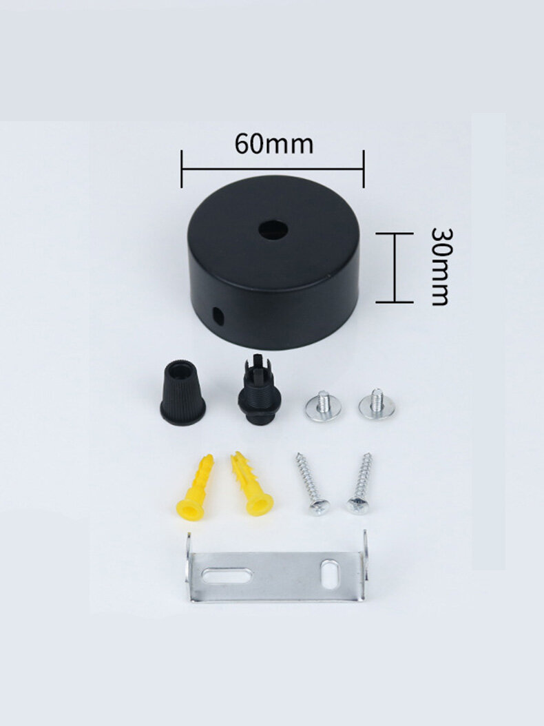 Потолочная чаша (чашка) для светильника и люстры, потолочное основание, крепление D 60 мм, H 30 мм, толщина металла 1 мм, черная матовая