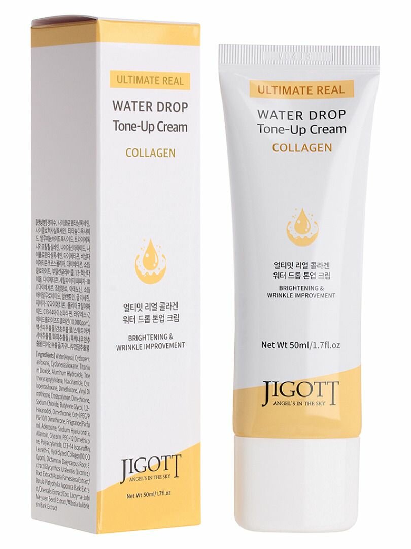 Крем для лица антивозрастной с коллагеном Jigott Ultimate Real Collagen Water Drop Tone Up Cream, 50ml + подарок: пробник корейской косметики!