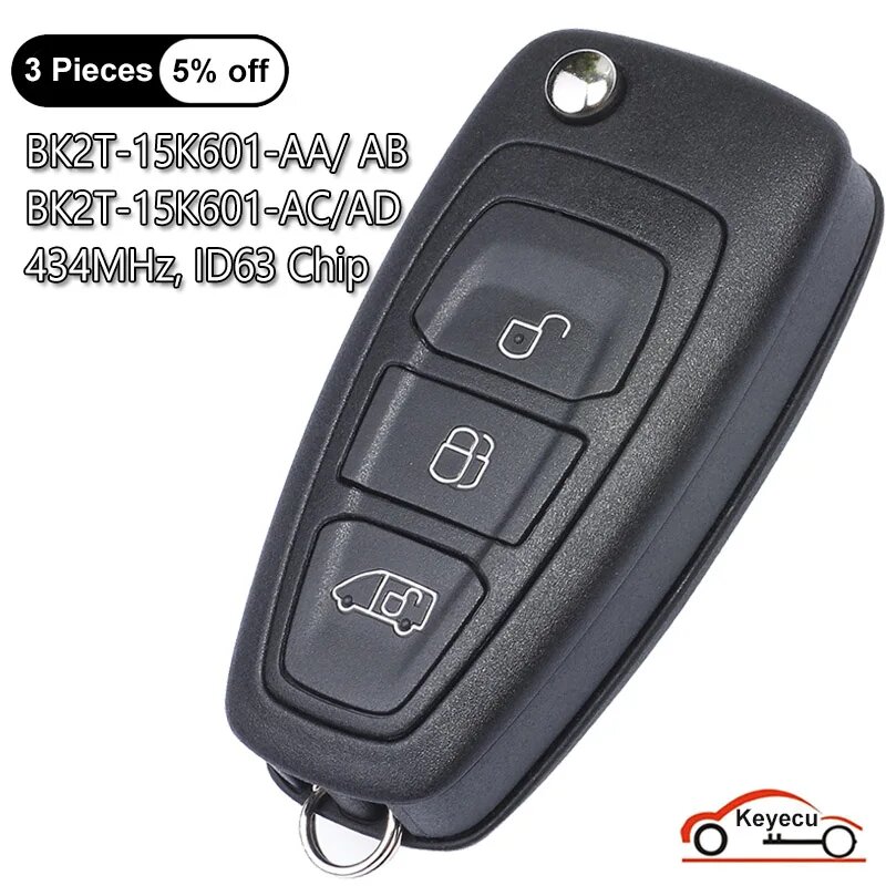 KEYECU для Ford Transit / Transit Custom 2012 2013 2014 2015 2016, дистанционный ключ флэш-памяти/AB/ AC/AD 434 МГц 4D83 ID63 + чип